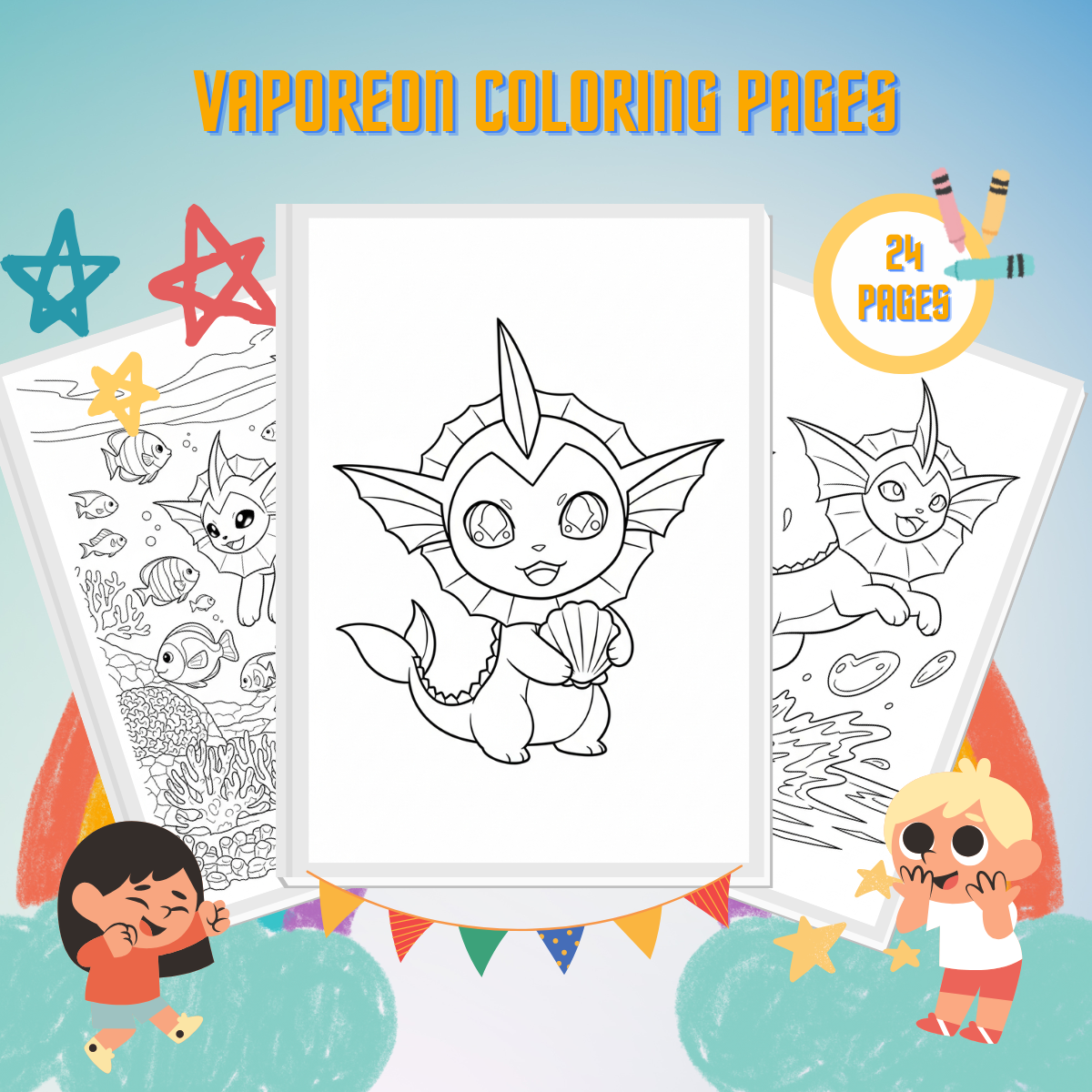 24 Vaporeon Coloring Pages - Free Printable Pokémon Art