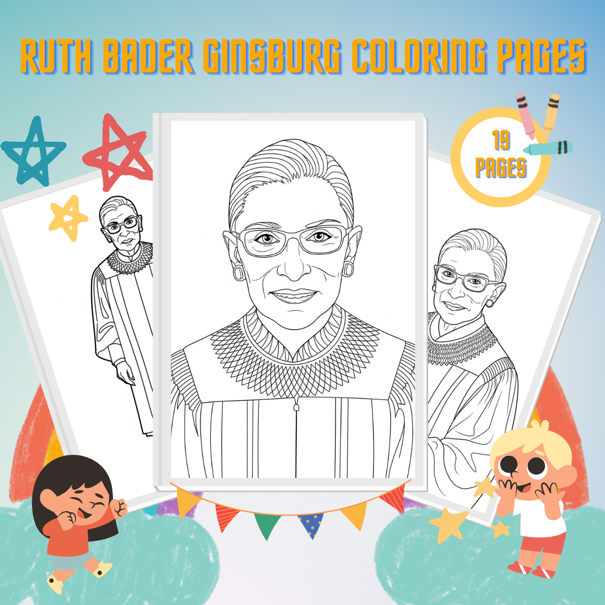 19 dibujos de Ruth Bader Ginsburg para colorear - Imprimibles gratis