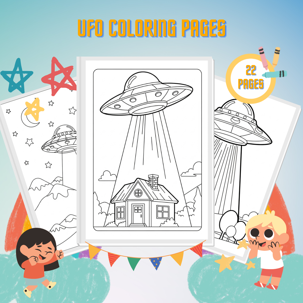 22 Gambar Mewarnai UFO - Cetakan Gratis untuk Anak-Anak