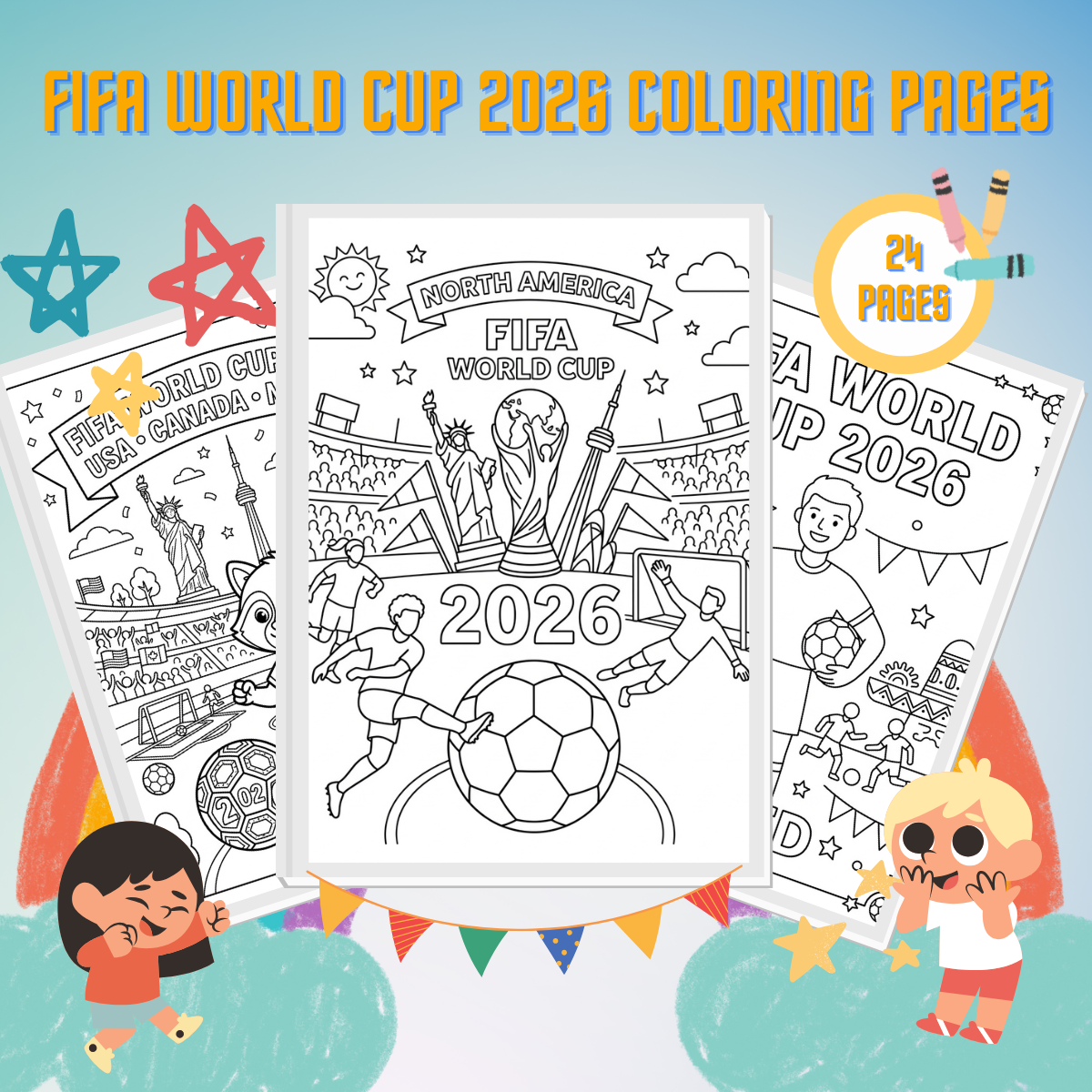 24 FIFA Wereldkampioenschap 2026 kleurplaat - gratis printbare afbeeldingen